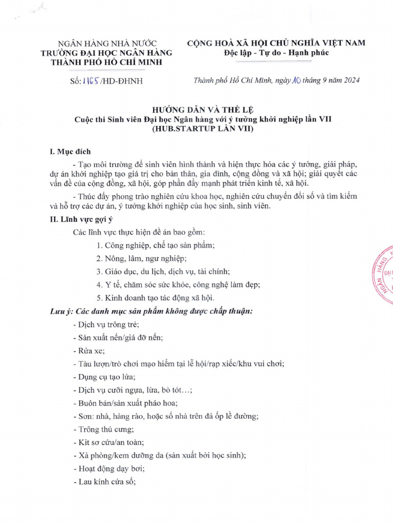 1165.24 - HD Cuoc Thi y Tuong Khoi Nghiep Lan 7 | PDF