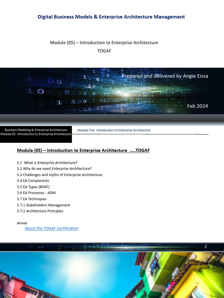 DBM EAM ..Module Five. Introduction To Enterprise Architecture - Feb 2024 | PDF | Enterprise ...