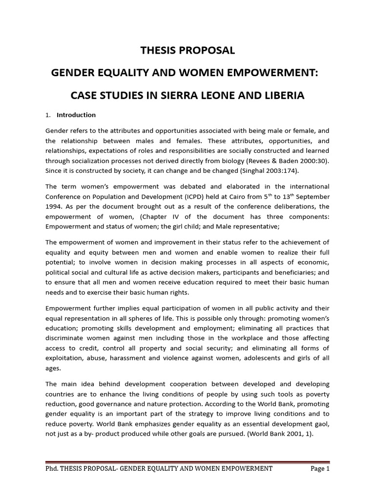 Phd._THESIS_PROPOSAL | PDF | Gender Studies | Gender Equality
