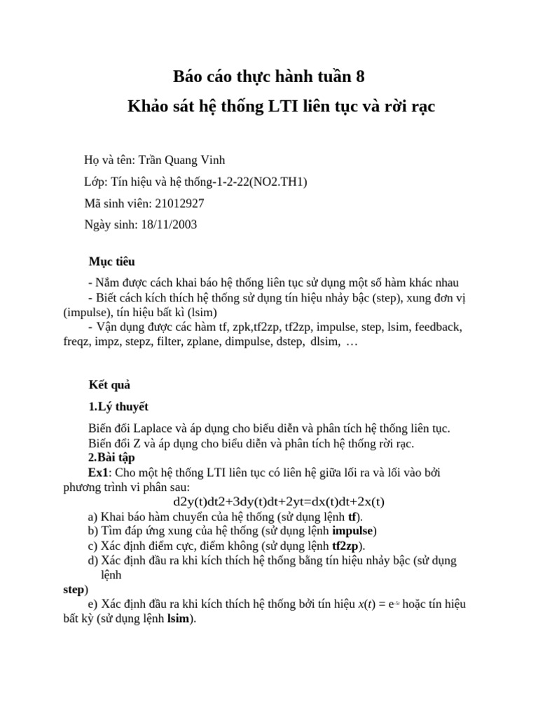 BCKQTH Tuan8 TranQuangVinh | PDF