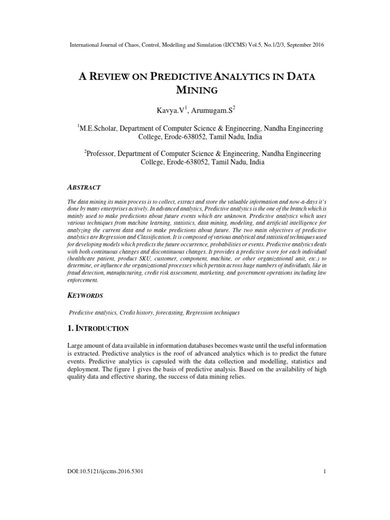 A Review On Predictive Analytics in Data Mining | PDF | Predictive Analytics | Analytics