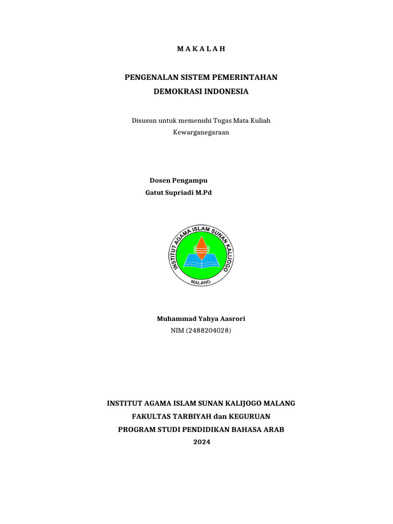 Makalah - Muhammad Yahya Asrori - PBA - 28 - Materi 5 - Kewarganegaraan | PDF | Politik