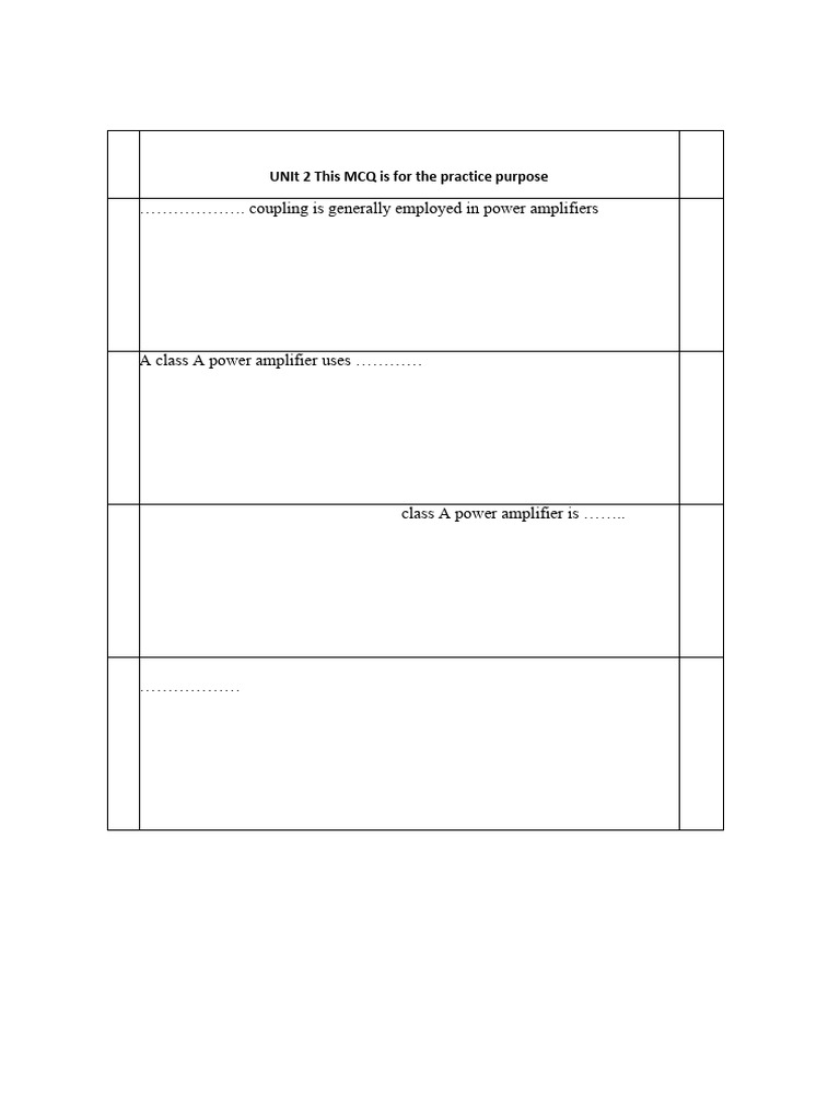 Power Amplifier MCQ Practice Questions | PDF | Amplifier | Bipolar ...