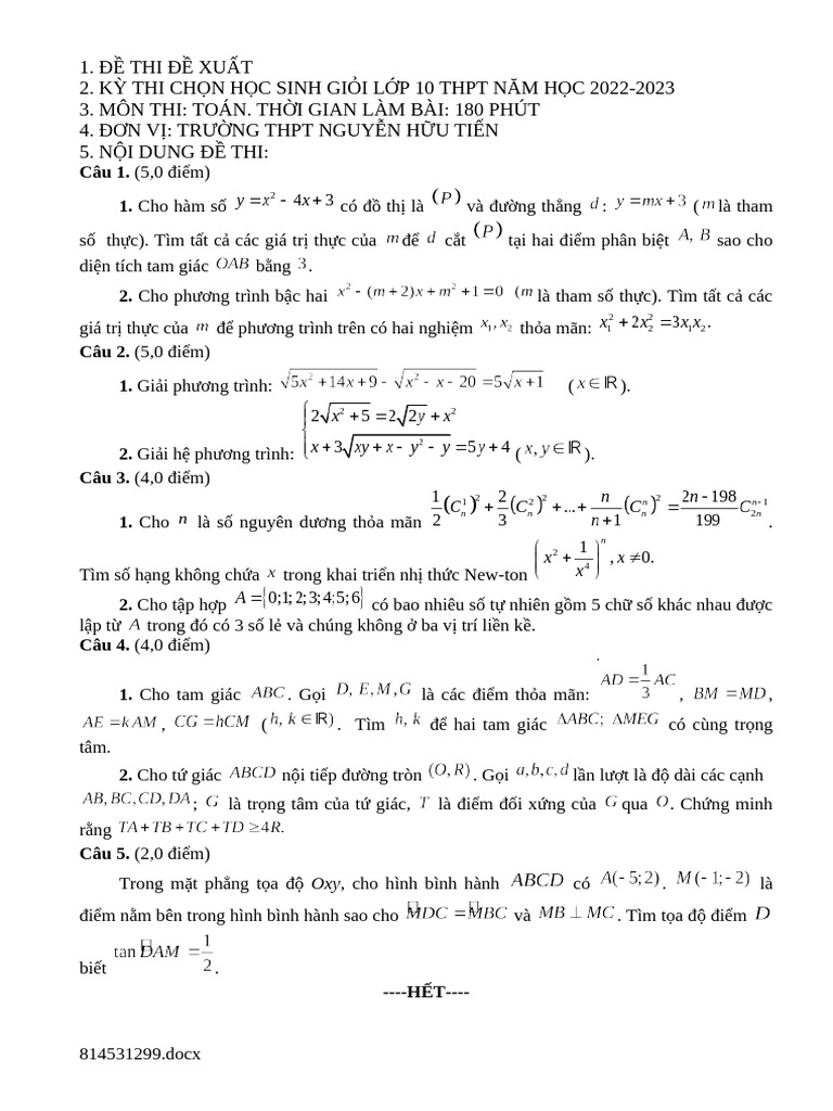 #61NHT HSG10 Toan 01 | PDF