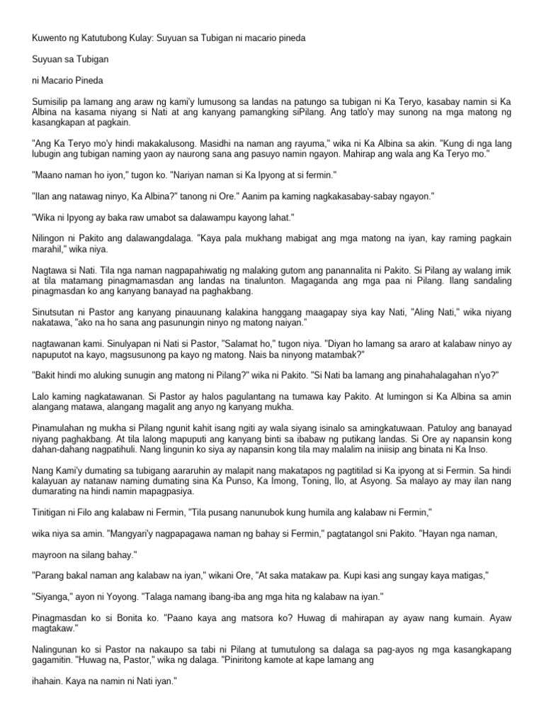 Suyuan Sa Tubigan | PDF