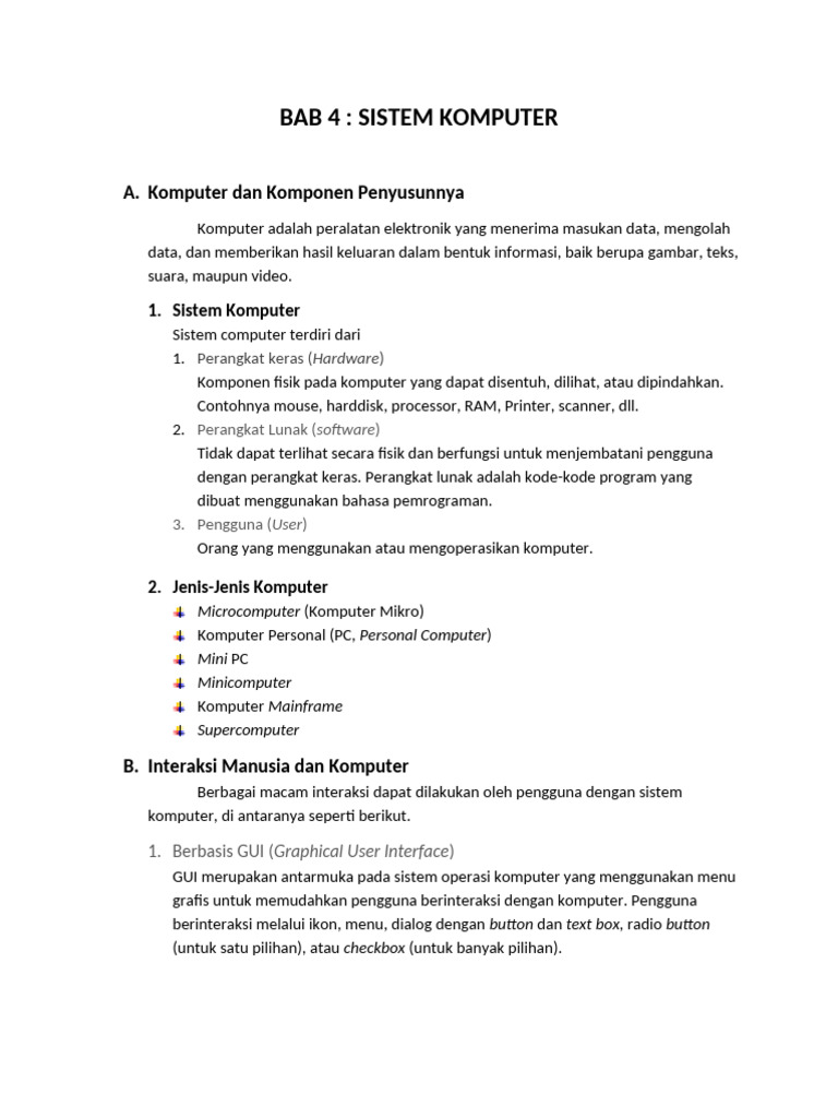 Bab 4 Sistem Komputer | PDF | Game & Aktivitas | Teknologi & Rekayasa