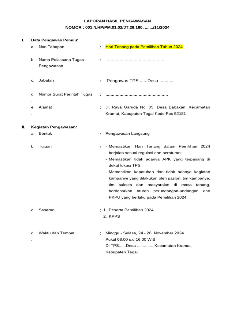 1 Form A Hari Tenang | PDF