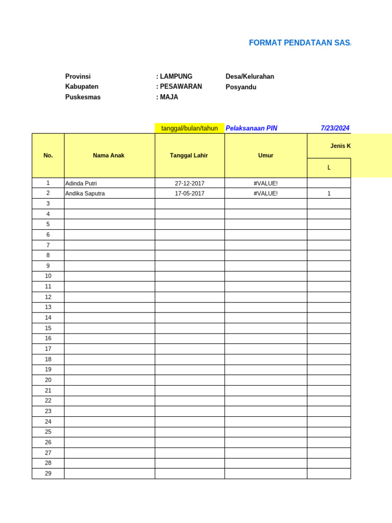Format Posyandu November 2024 | PDF