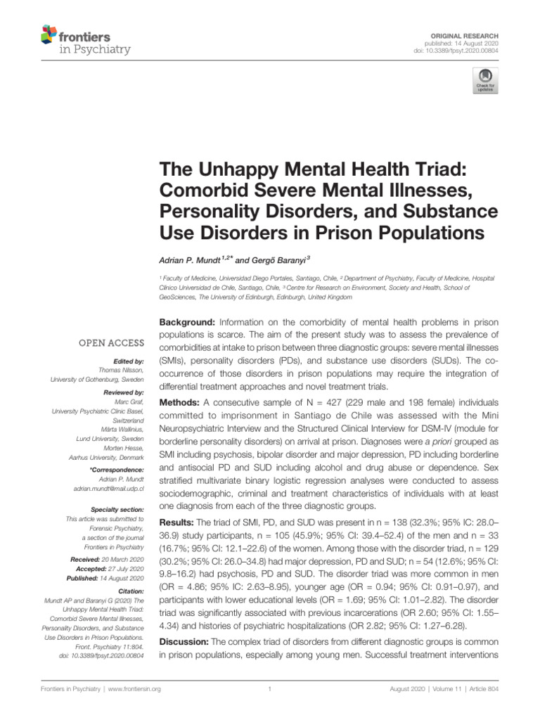 The Unhappy Mental Health Triad - Comorbid Severe Mental Illnesses ...