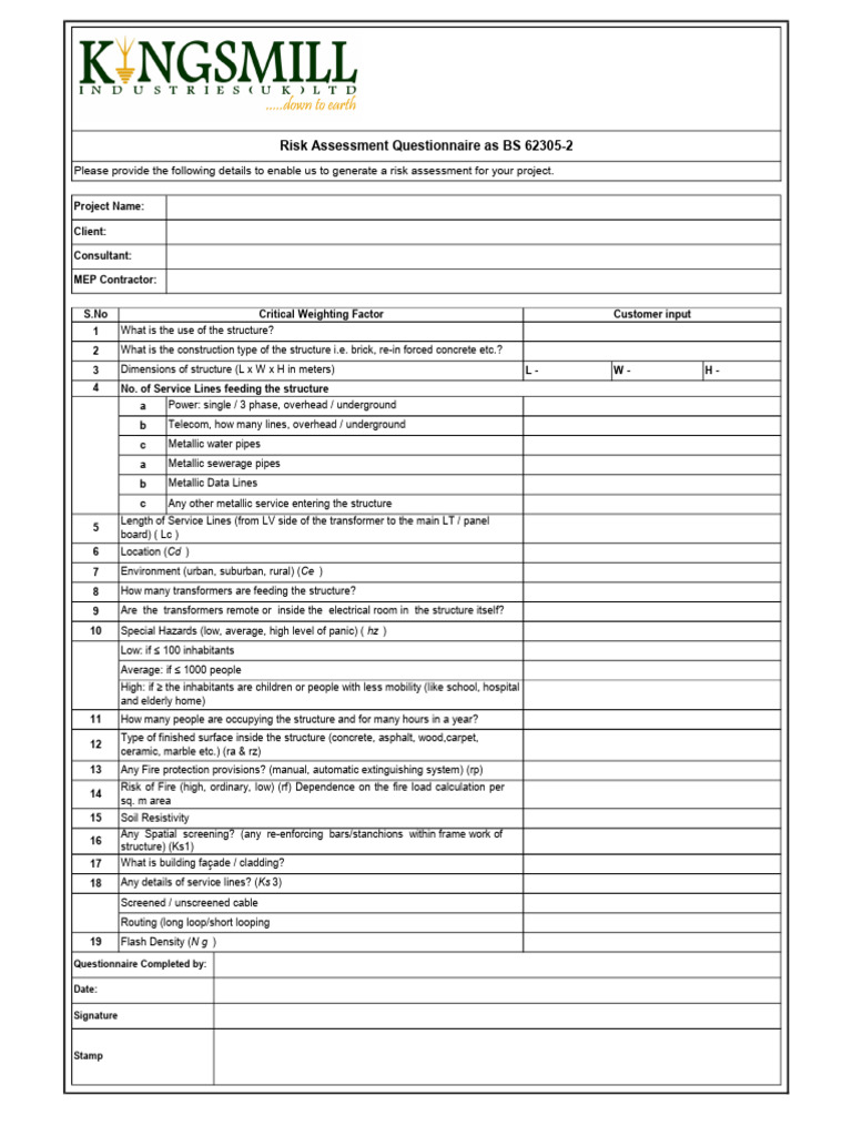 Risk Assessment Questionnaire-2023 | PDF | Electricity | Electrical Engineering