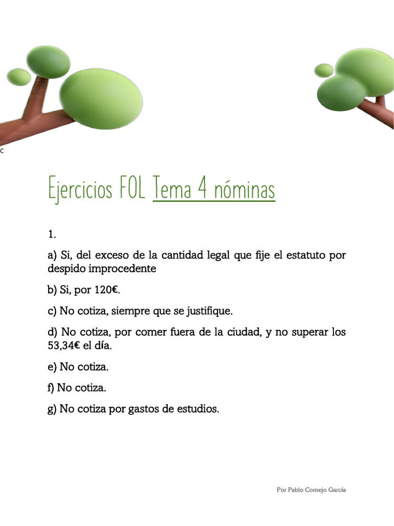 Ejercicios FOL Tema 4 Nóminas | PDF | Salario | Business