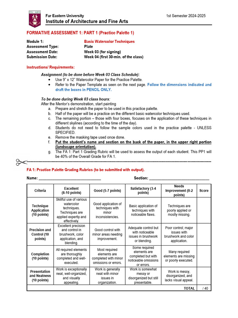 ARC1304 - FA 1 Part 1 - 1ST SEM 24-25-1 | PDF | Rubric (Academic)
