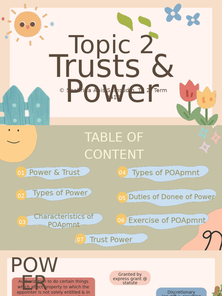 Topic 2 Trusts Power | PDF | Fiduciary | Wills And Trusts
