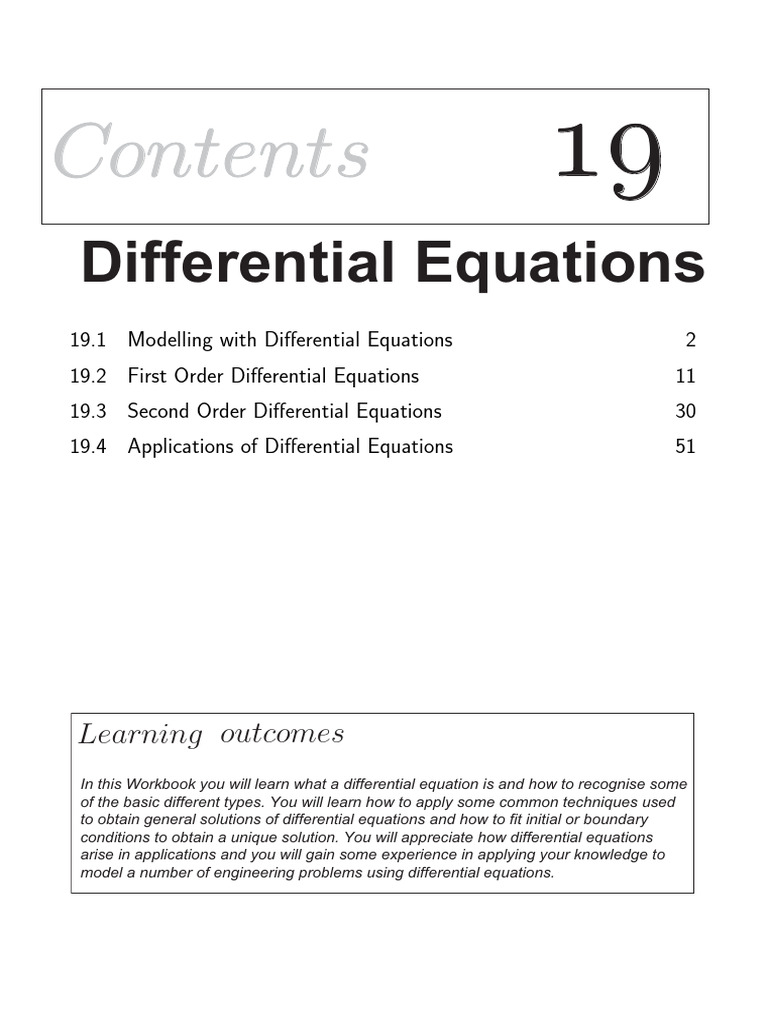 HELM Workbook 19 Differential Equations | PDF | Equations | Ordinary ...