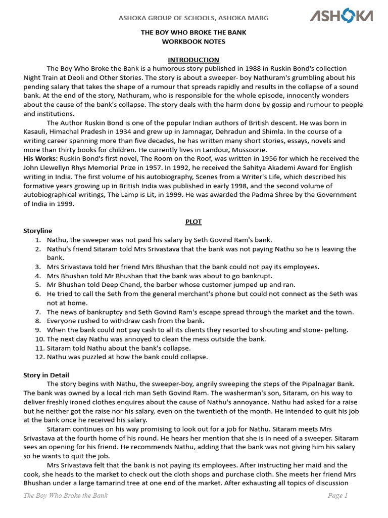 The Boy Who Broke the Bank Summary | PDF