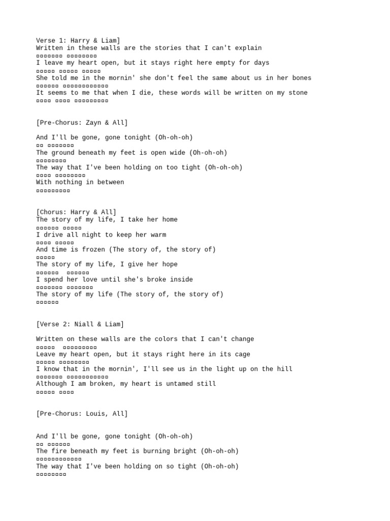 Story of My Life Lyrics Analysis | PDF