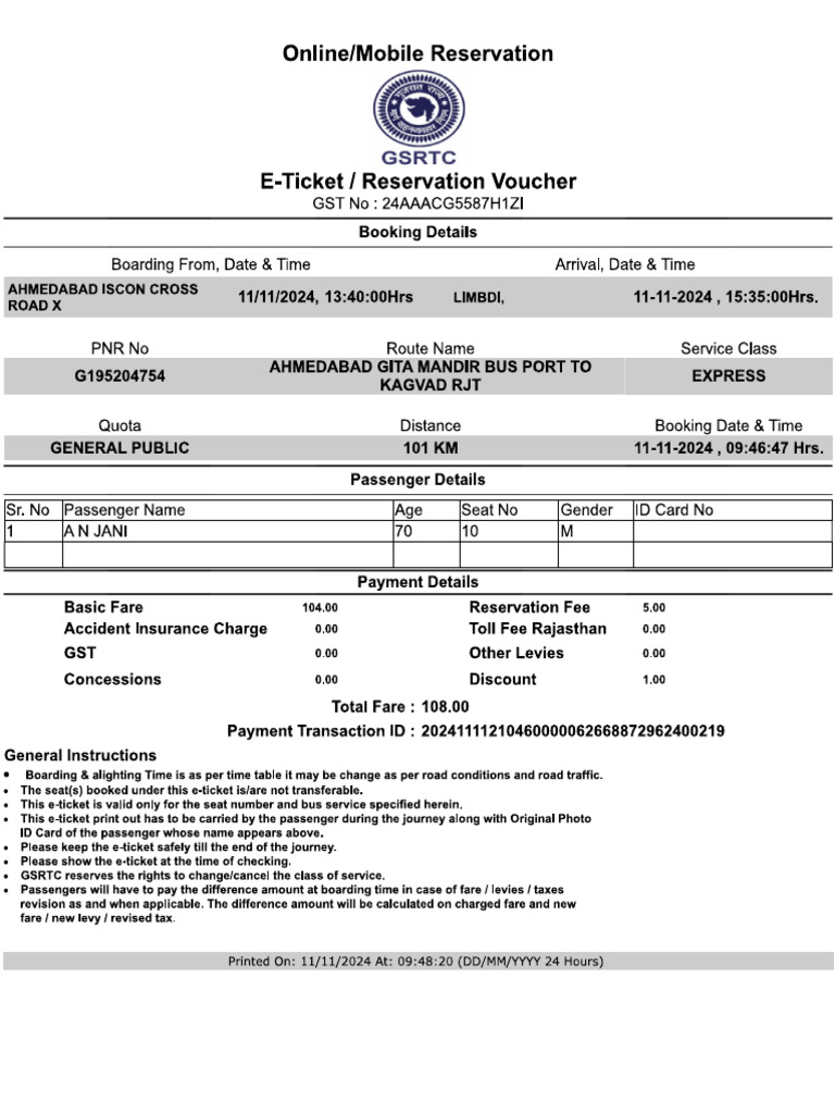 Limbdi Ticket 11112024 | PDF