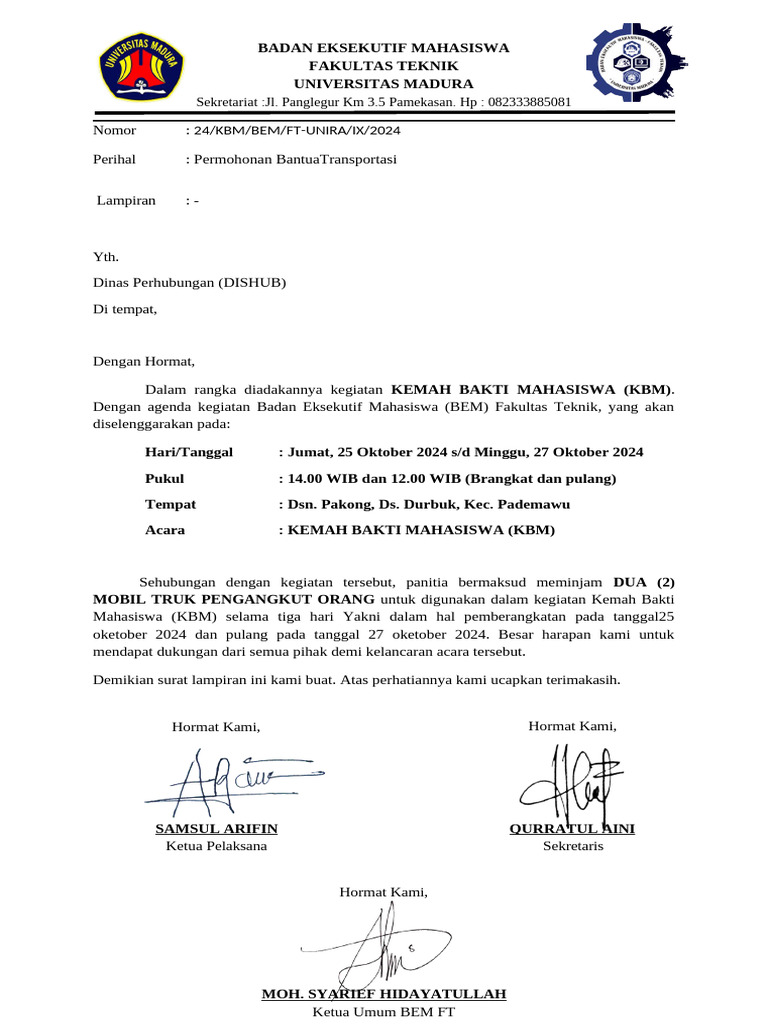 24 Surat Peminjaman Truk | PDF