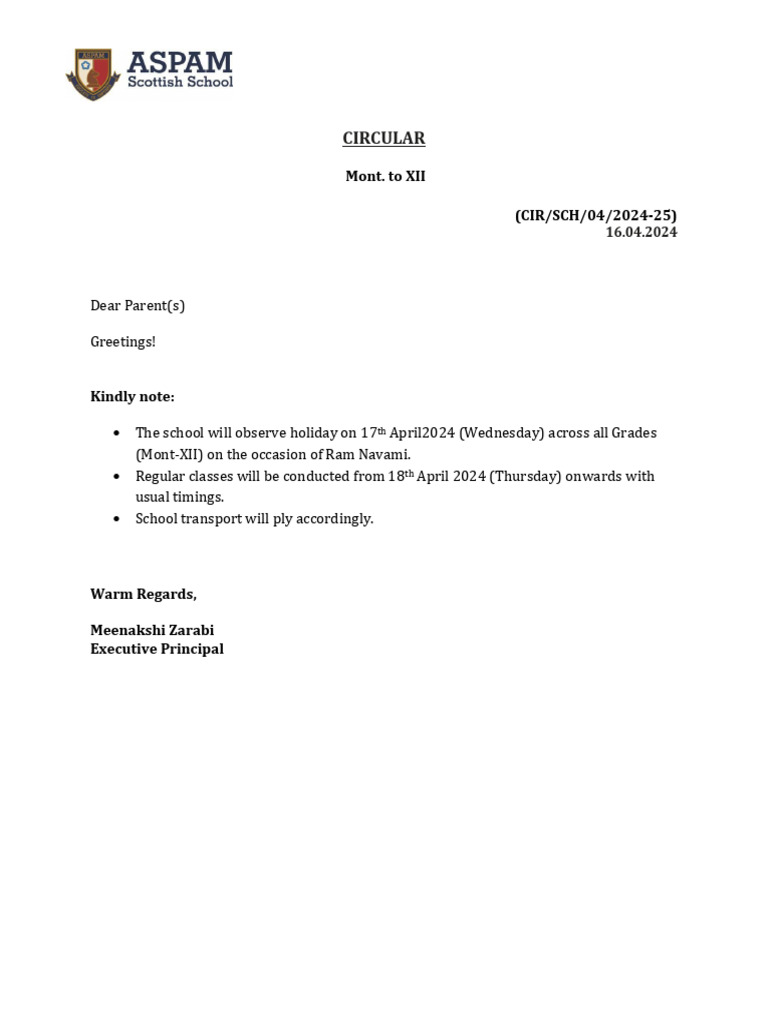 Ram Navami Circular | PDF