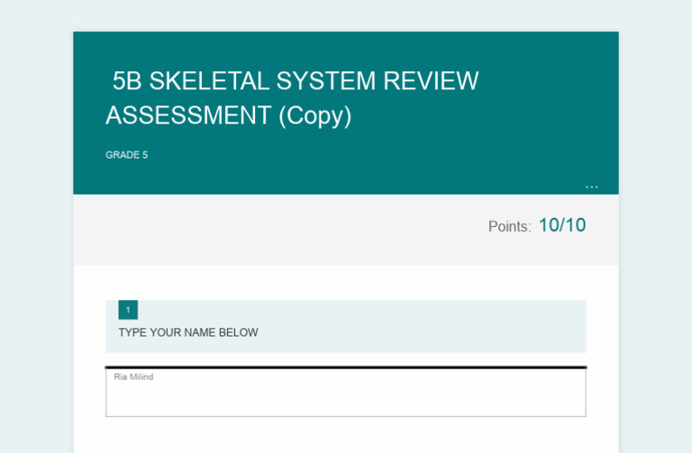 5b Skeletal System Review Assessment (Copy) | PDF