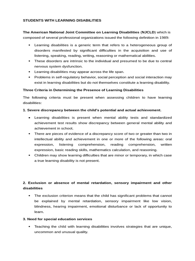 Understanding Learning Disabilities | PDF | Learning Disability | Attention Deficit ...