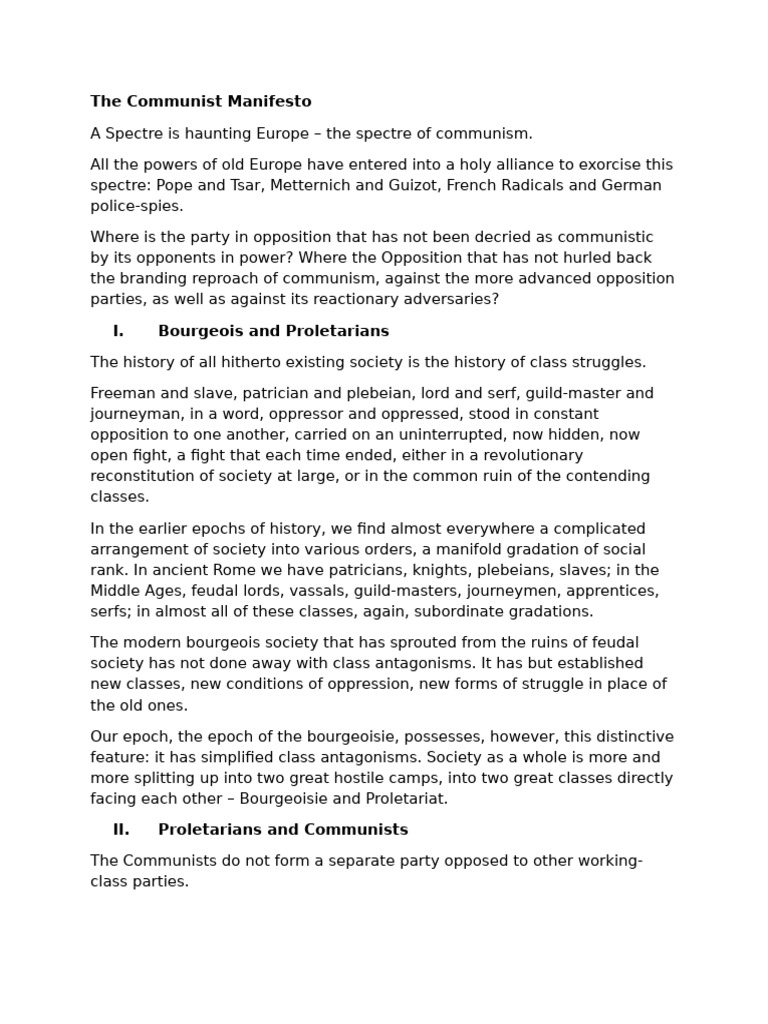 Communist Manifesto | PDF | Communism | The Communist Manifesto