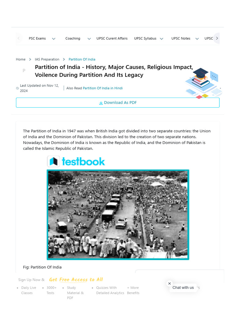 Causes and Impact of India's Partition | PDF | Partition Of India ...