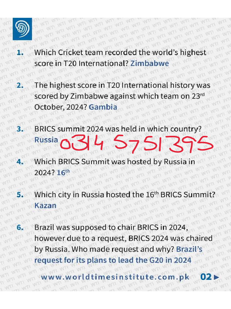 Current Affairs For CSS MPT 2024-25, Expected MCQs | PDF
