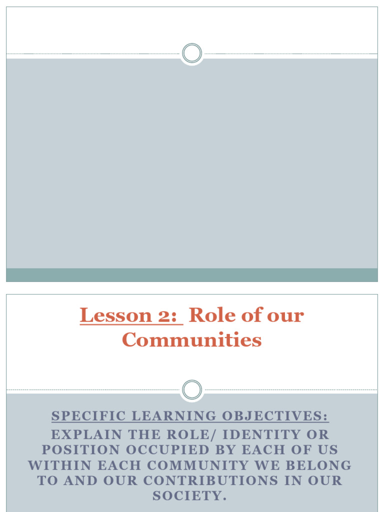 L2 - Role of Our Communities | PDF | Social Science