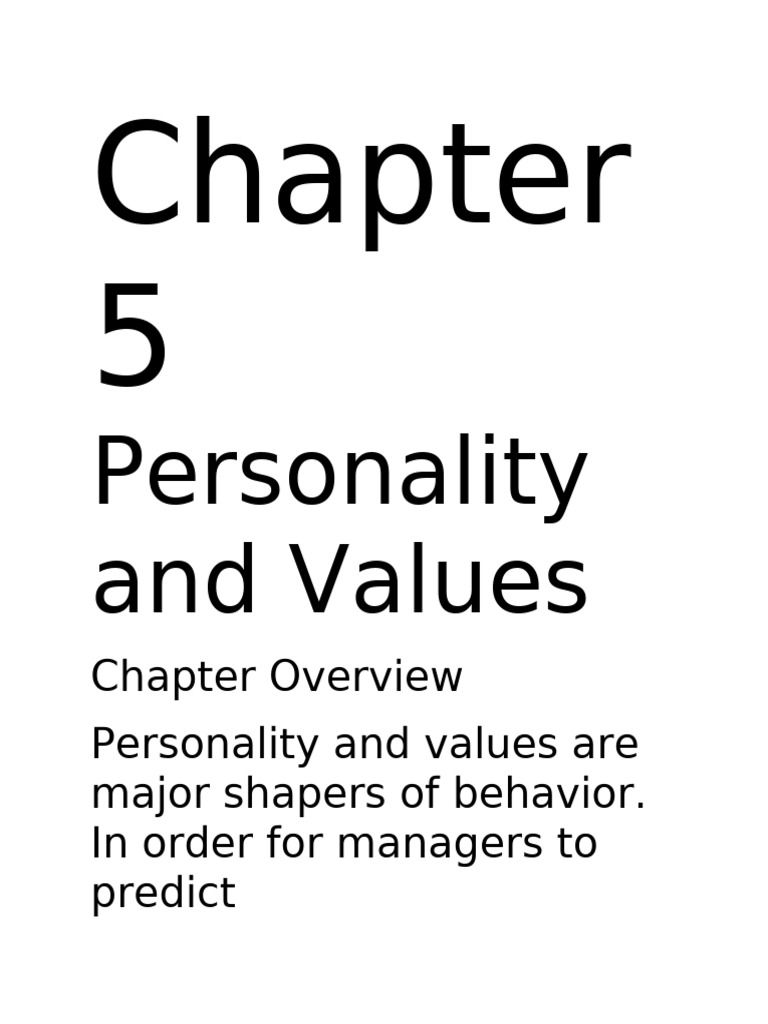 Chapter 5 Personality and Values | PDF | Dark Triad | Extraversion And Introversion