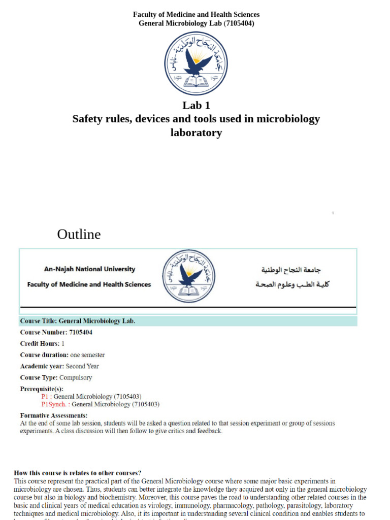 Lab 1-1 safety | PDF | Infection | Staining