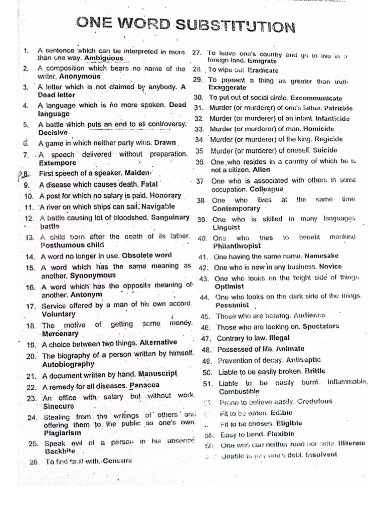 One Word Substitution | PDF
