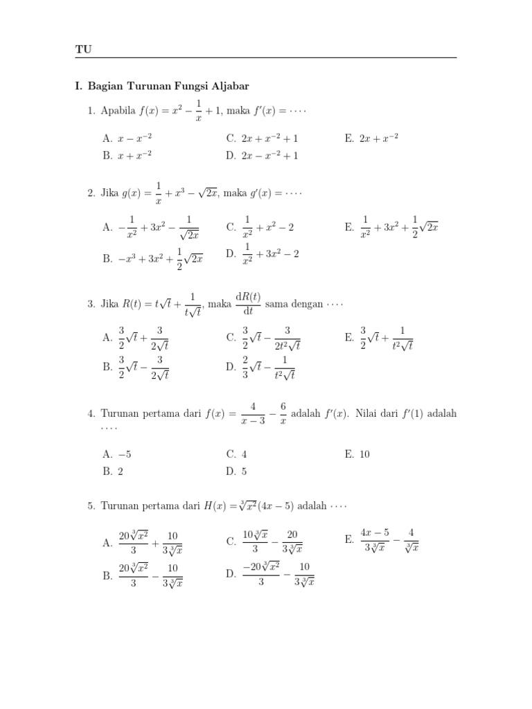 Turunan Fungsi Aljabar Dan Trigonometri | PDF