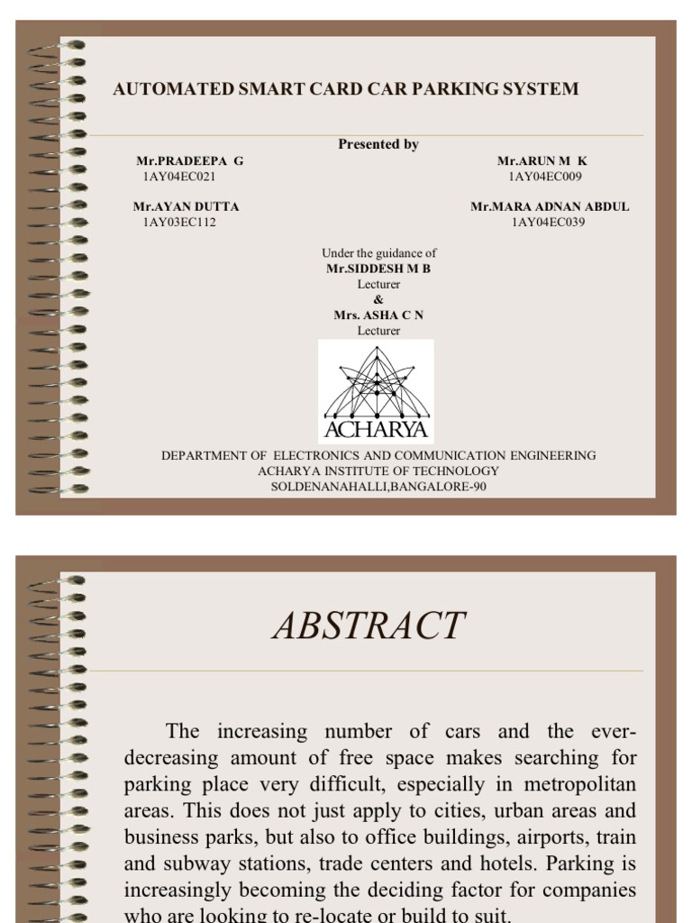 Automated Smart Card Car Parking System | PDF | Electric Motor | Parking