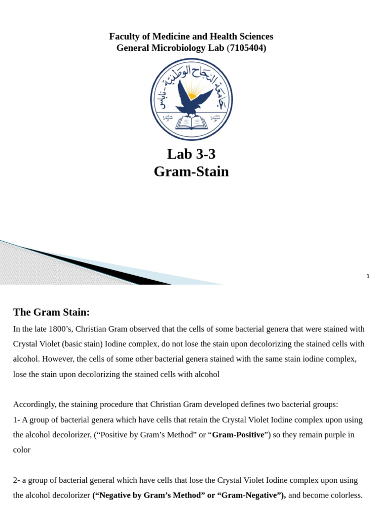 Lab 3-3 Gram Staining | PDF | Staining | Microscopy