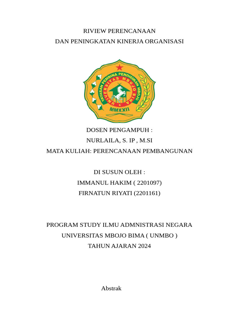 Riview Perencanaan K8 | PDF