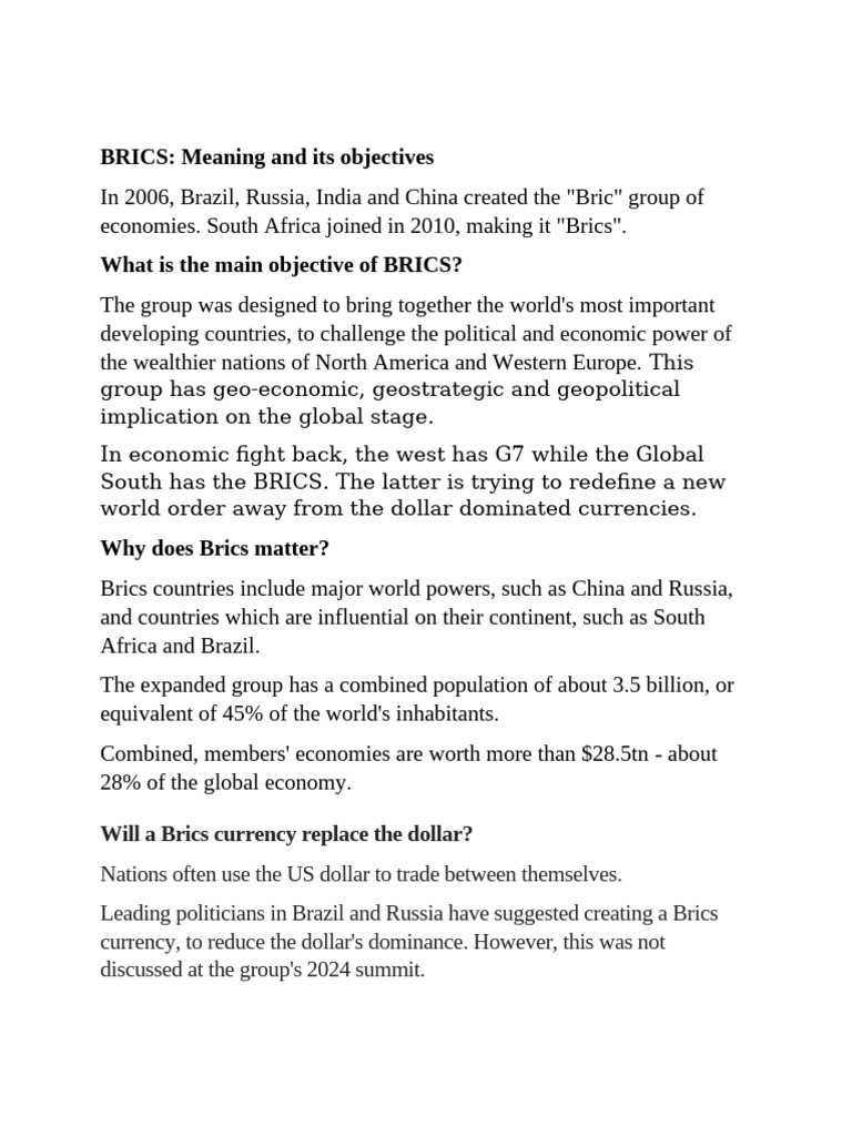 BRICS | PDF | Bric | International Relations