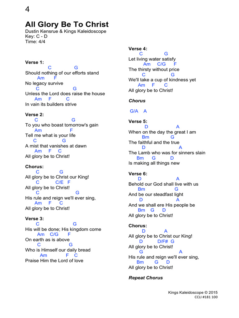 All Glory Be To Christ Chords | PDF | Glory (Religion) | Jesus