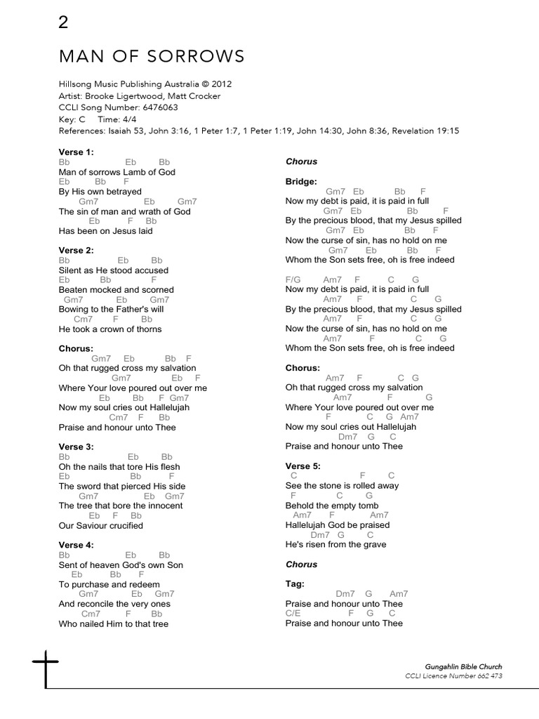 2 Man of Sorrows - Chord Chart (BB-C) | PDF | Religious Belief And ...