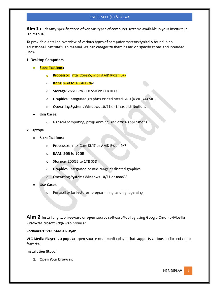 1st Sem FIT&C Lab | PDF | Installation (Computer Programs) | Wi Fi