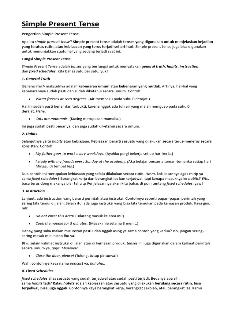 Pengertian Simple Present Tense | PDF