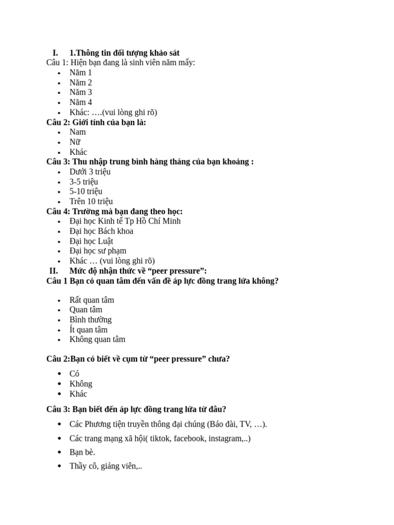 BẢNG CÂU HỎI TKUD | PDF