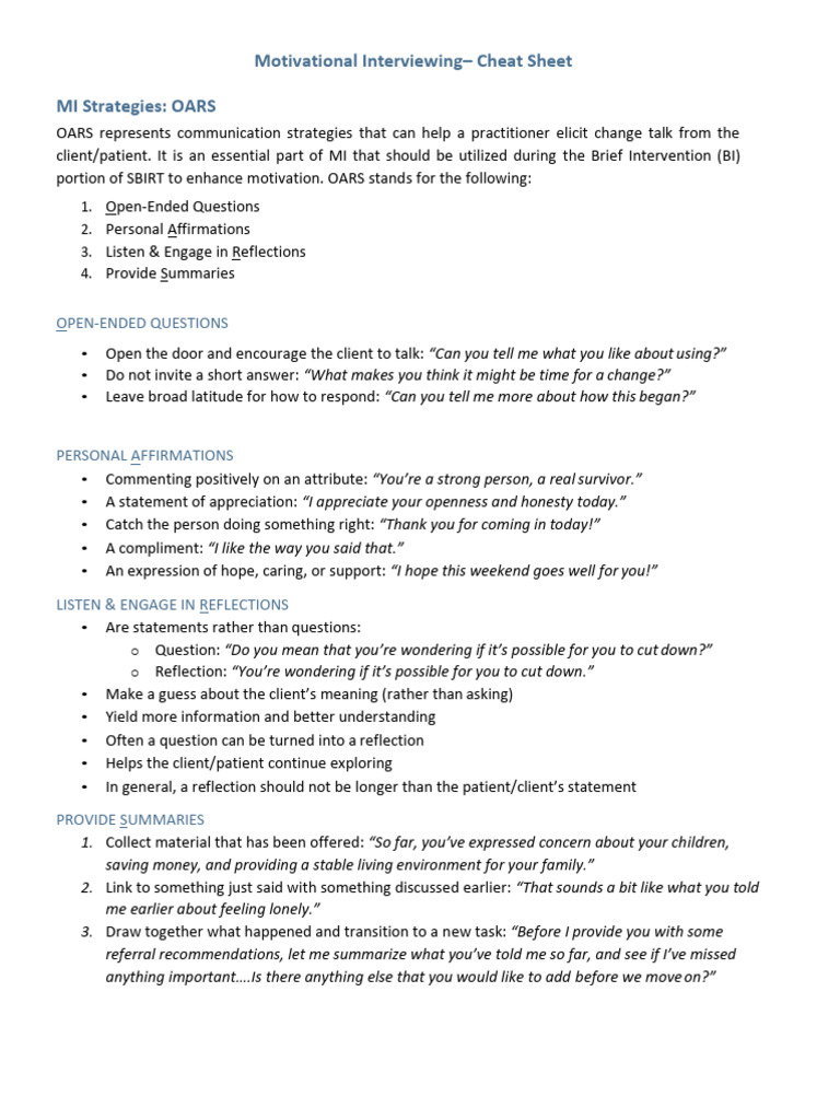 Mi Strategies Cheat Sheet | PDF | Behavioural Sciences | Social Psychology