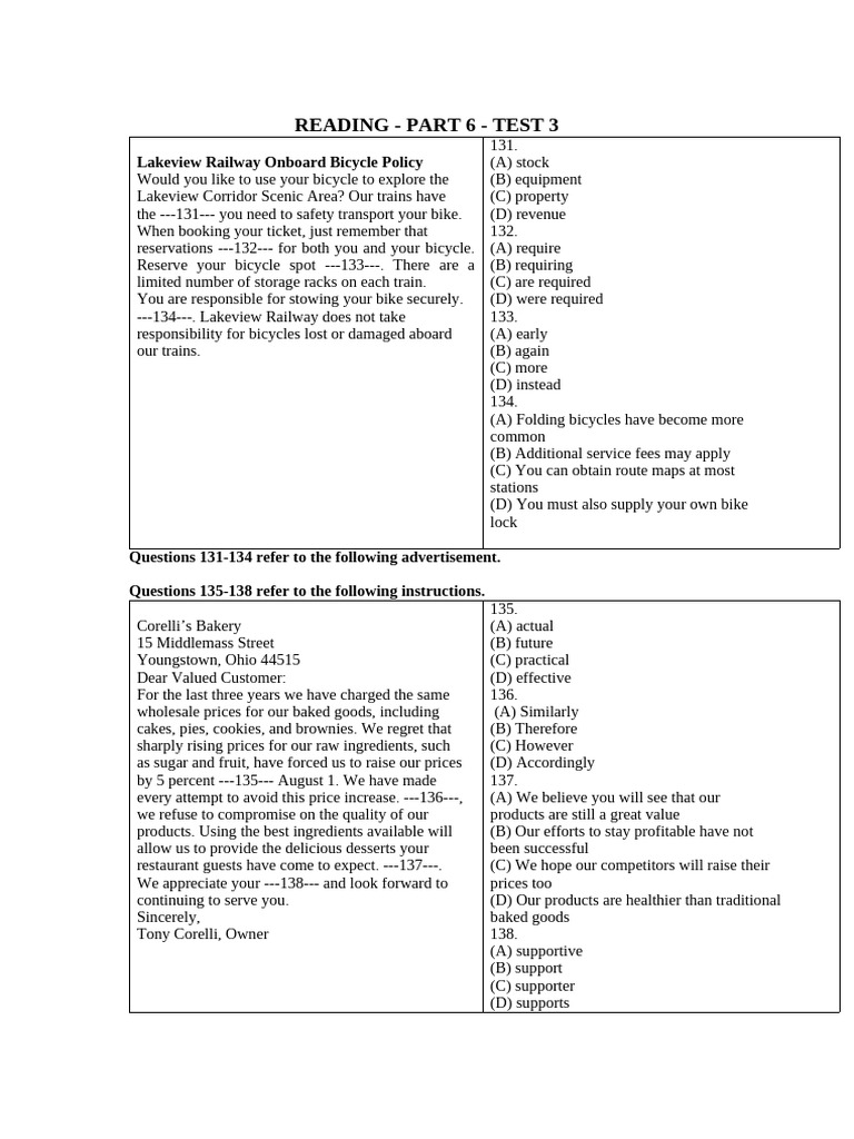 Reading-Part 6-Đề 3 | PDF