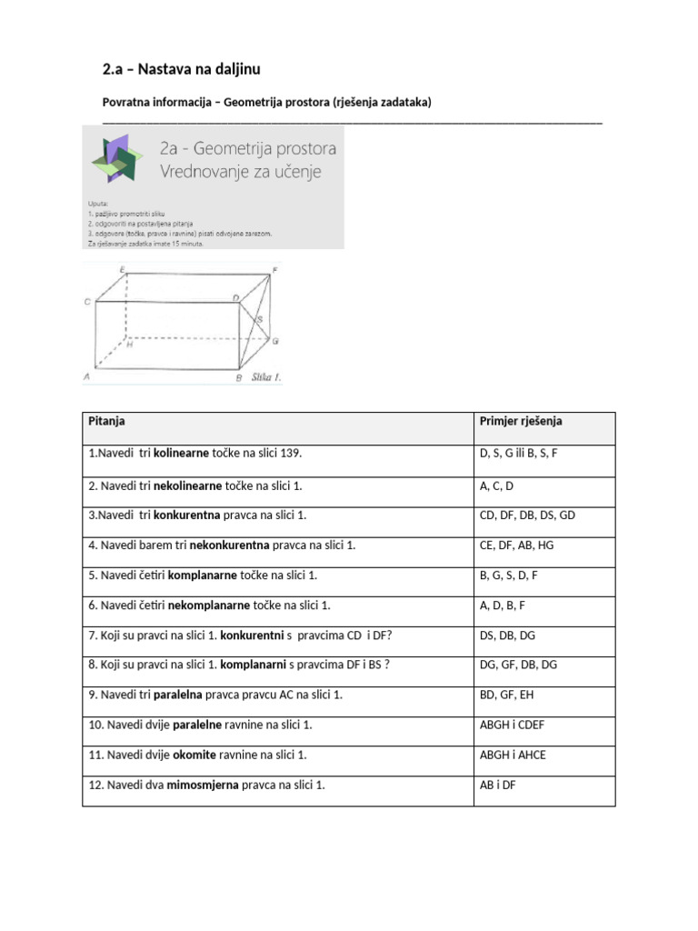 Geometrija Prostora 1.dio | PDF