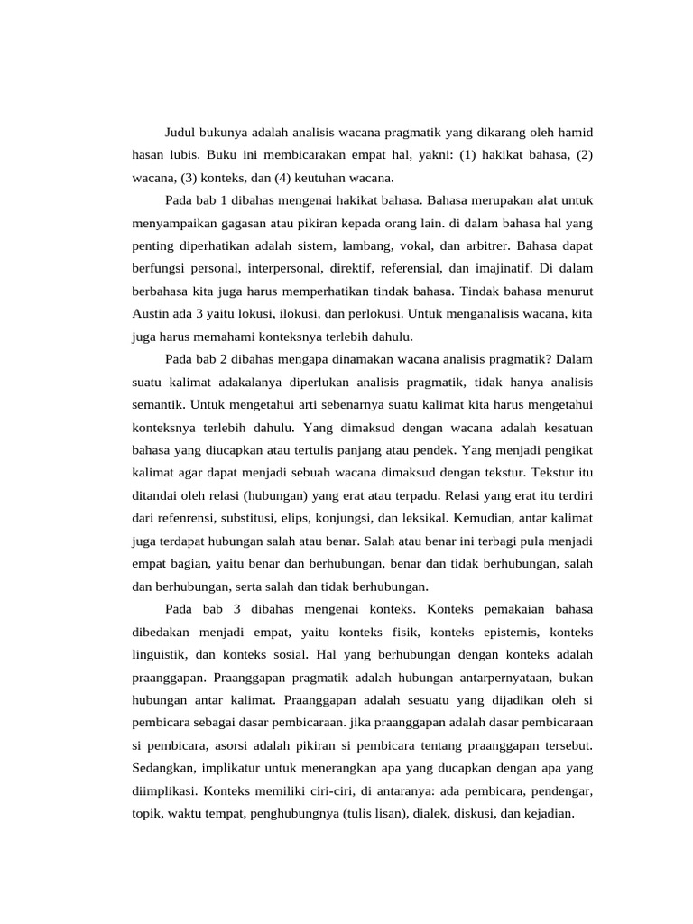 Laporan Buku Pragmatik | PDF