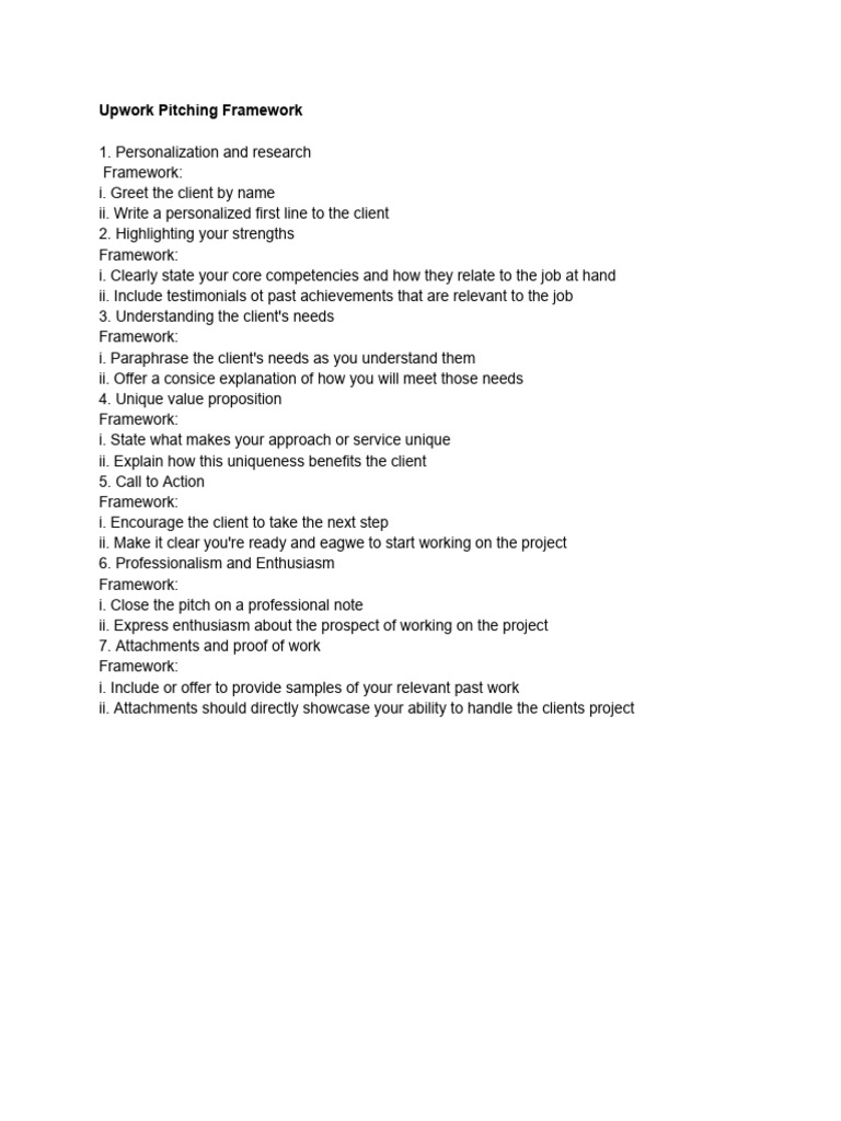 Upwork Pitching Framework | PDF | Career & Growth