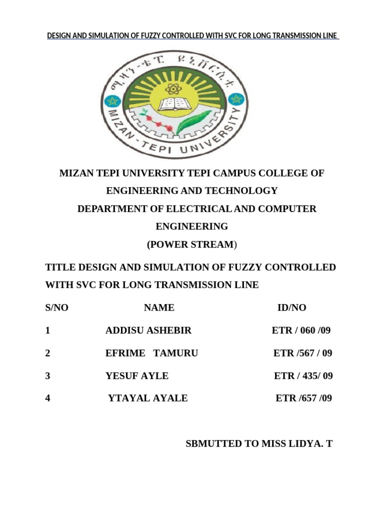 Mizan Tepi University Tepi Campus College of Engineering and Technology ...