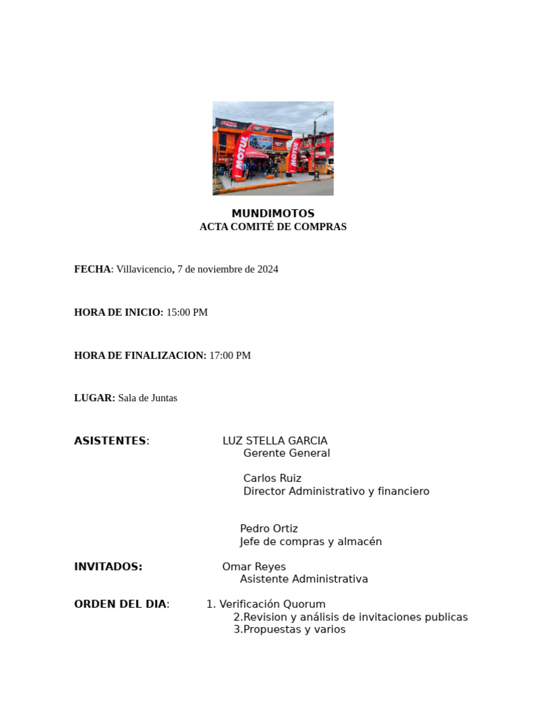Acta de Comite de Compras | PDF | Business | Economias