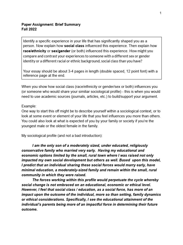 Paper Assignment - Brief Summary | PDF | Gender | Gender Studies